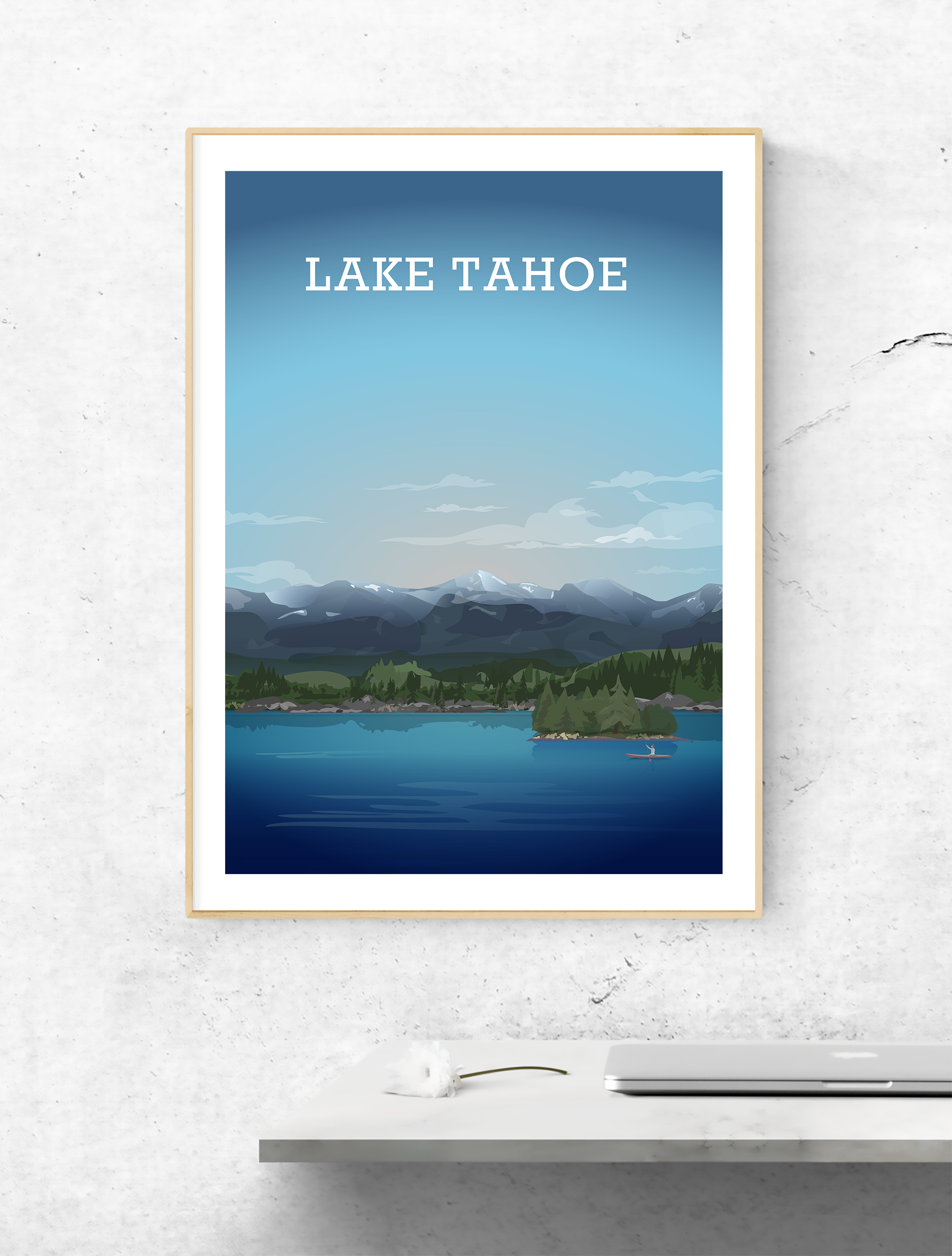 Lake Tahoe Poster, National Park USA, Sierra Nevada – Hill View Prints