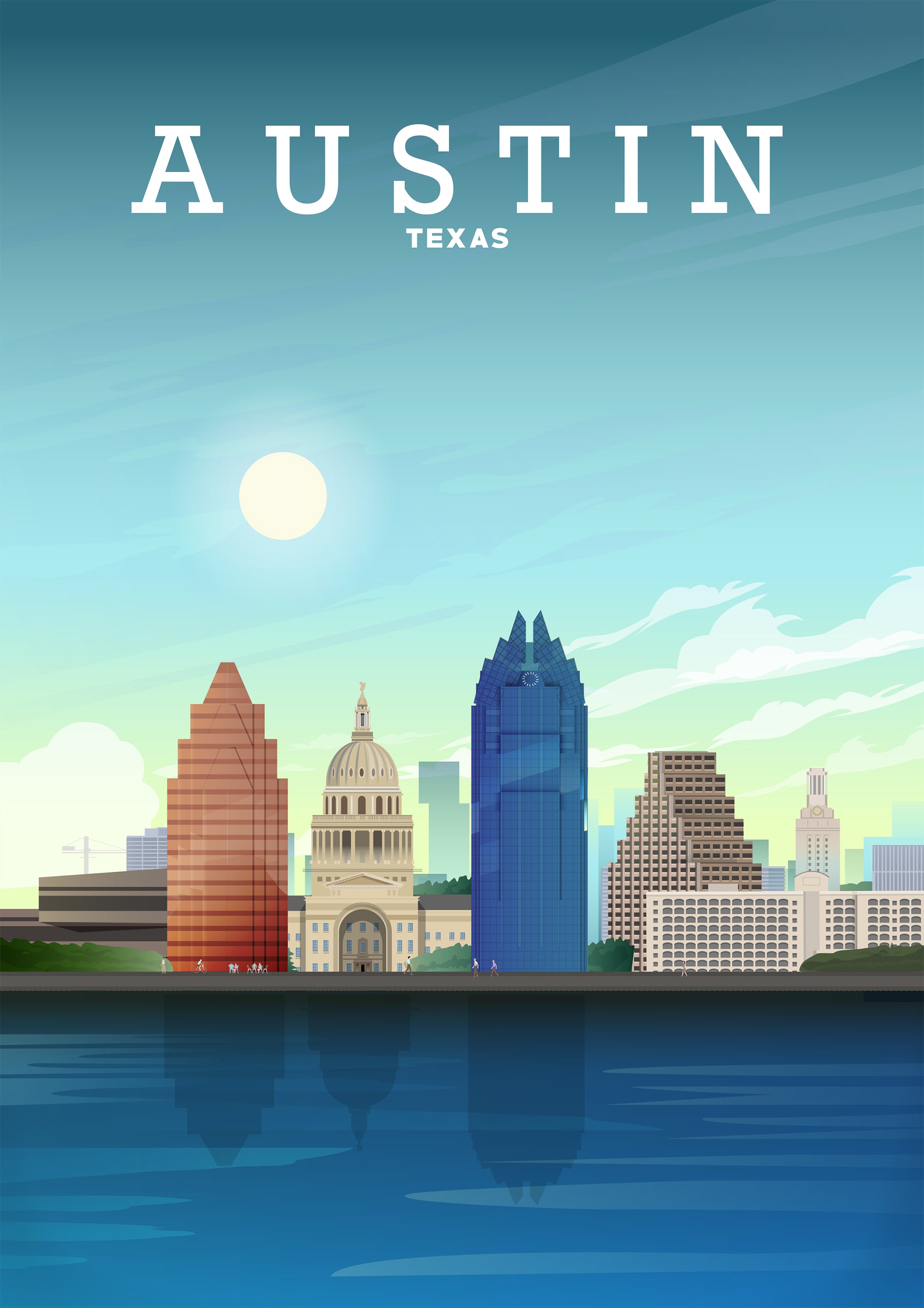 Austin Texas Print, Austin Texas Poster, Austin USA Art – Hill View Prints