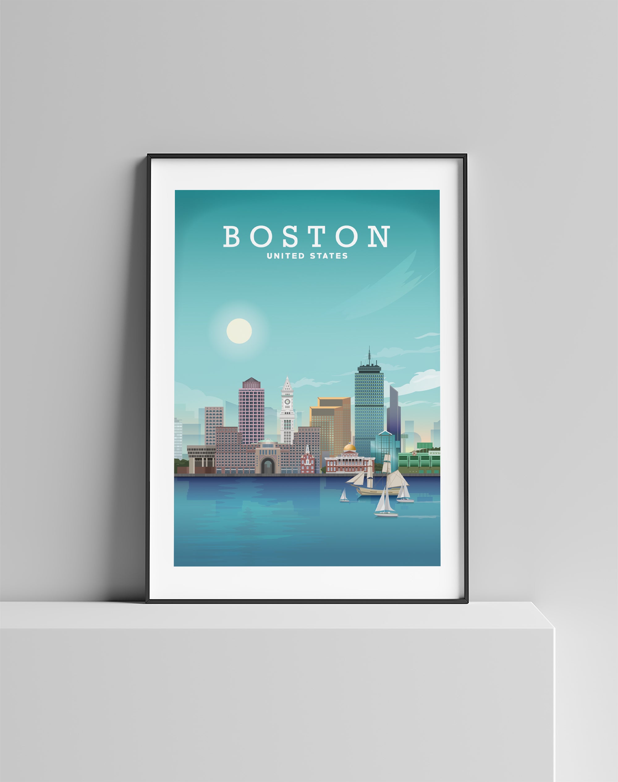 Boston Poster, Boston Print, Boston USA – Hill View Prints