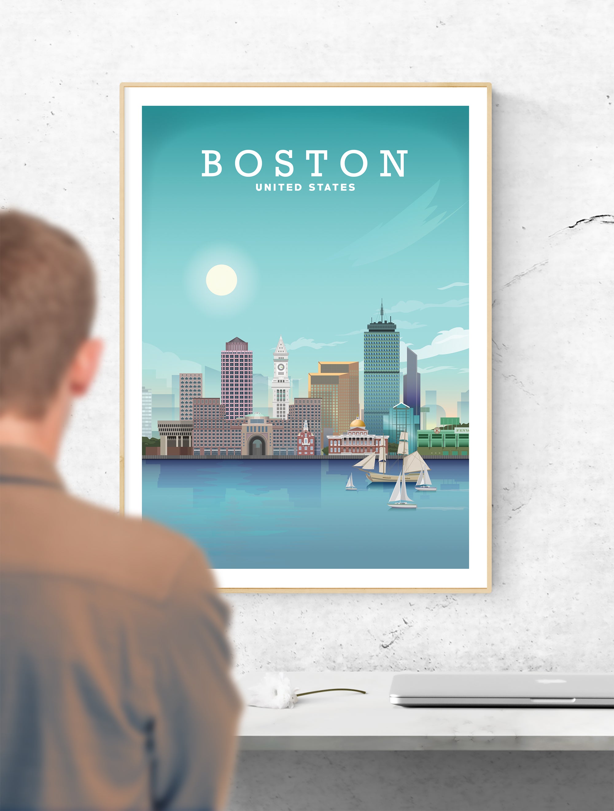 Boston Poster, Boston Print, Boston USA – Hill View Prints