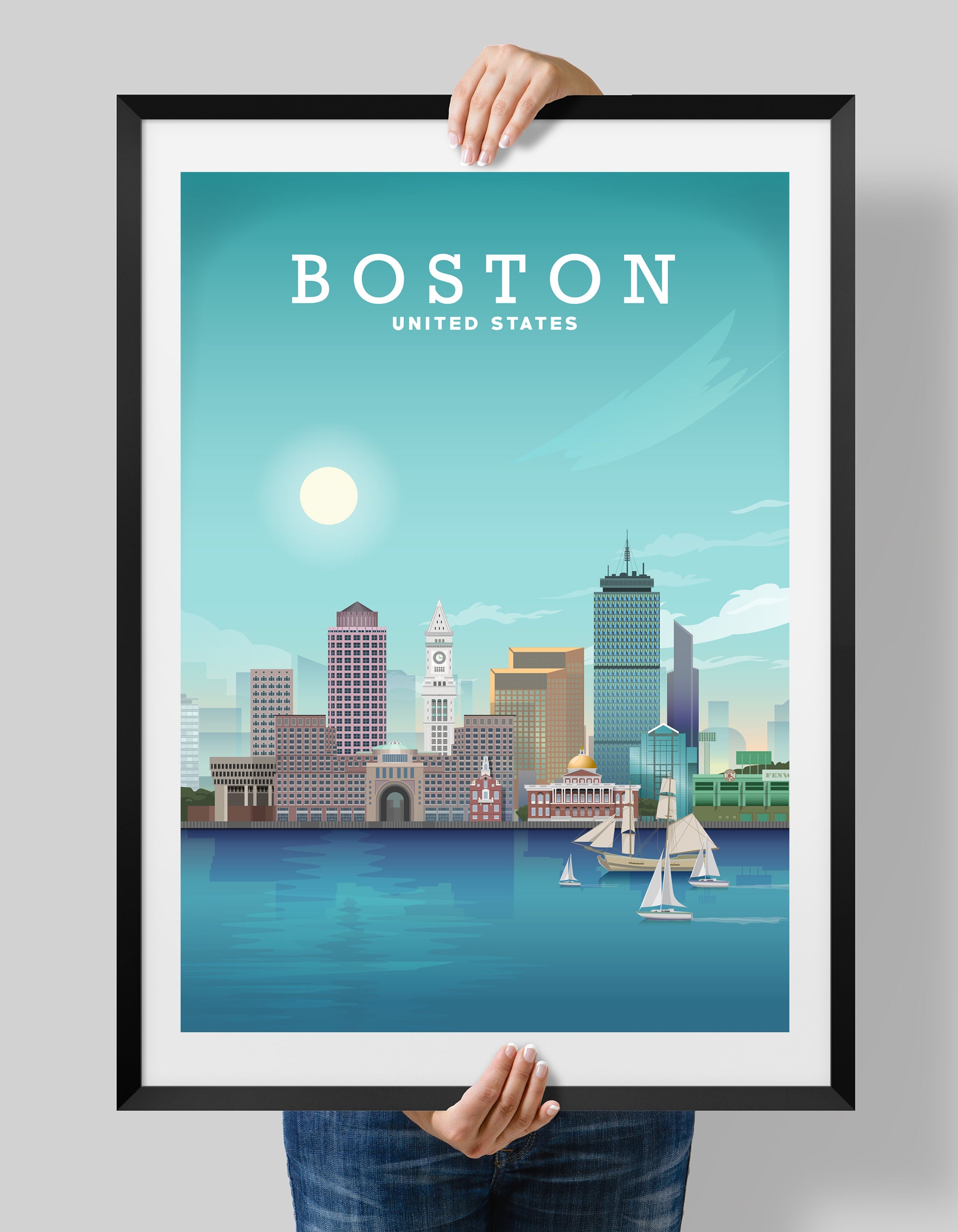 Boston Poster, Boston Print, Boston USA – Hill View Prints