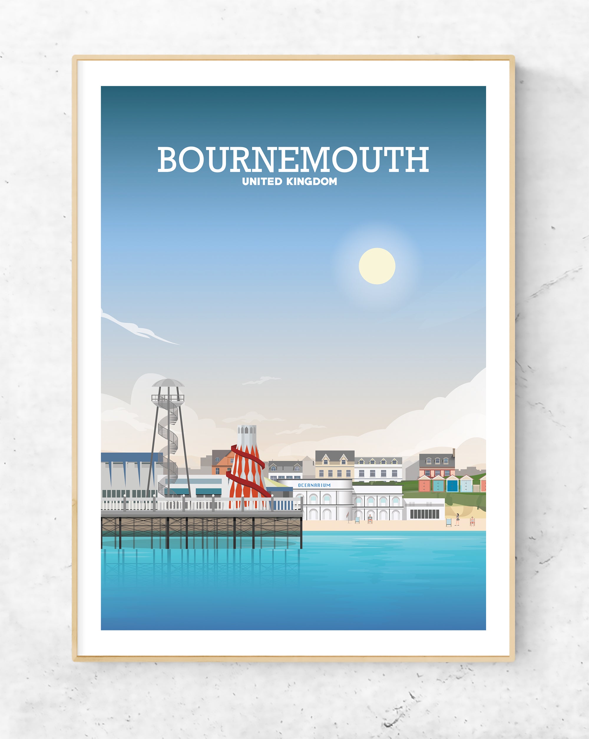 Bournemouth Poster, Bournemouth Wall Art, Dorset Print – Hill View Prints