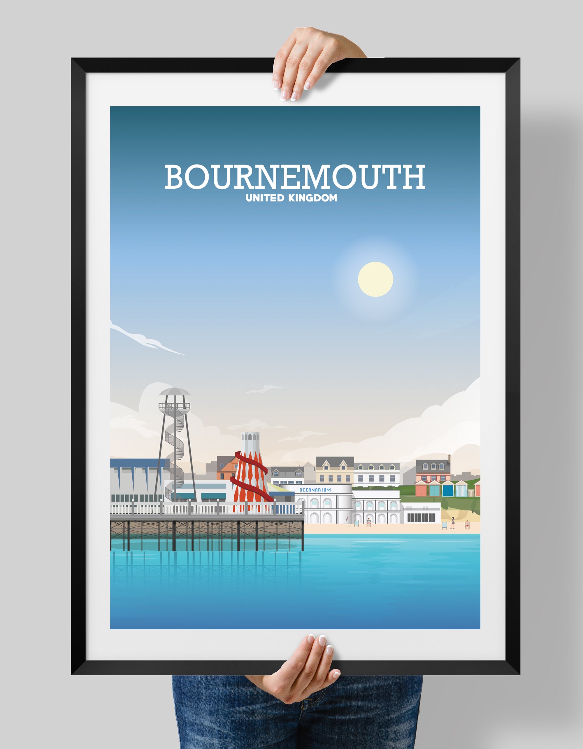 Bournemouth Poster, Bournemouth Wall Art, Dorset Print – Hill View Prints