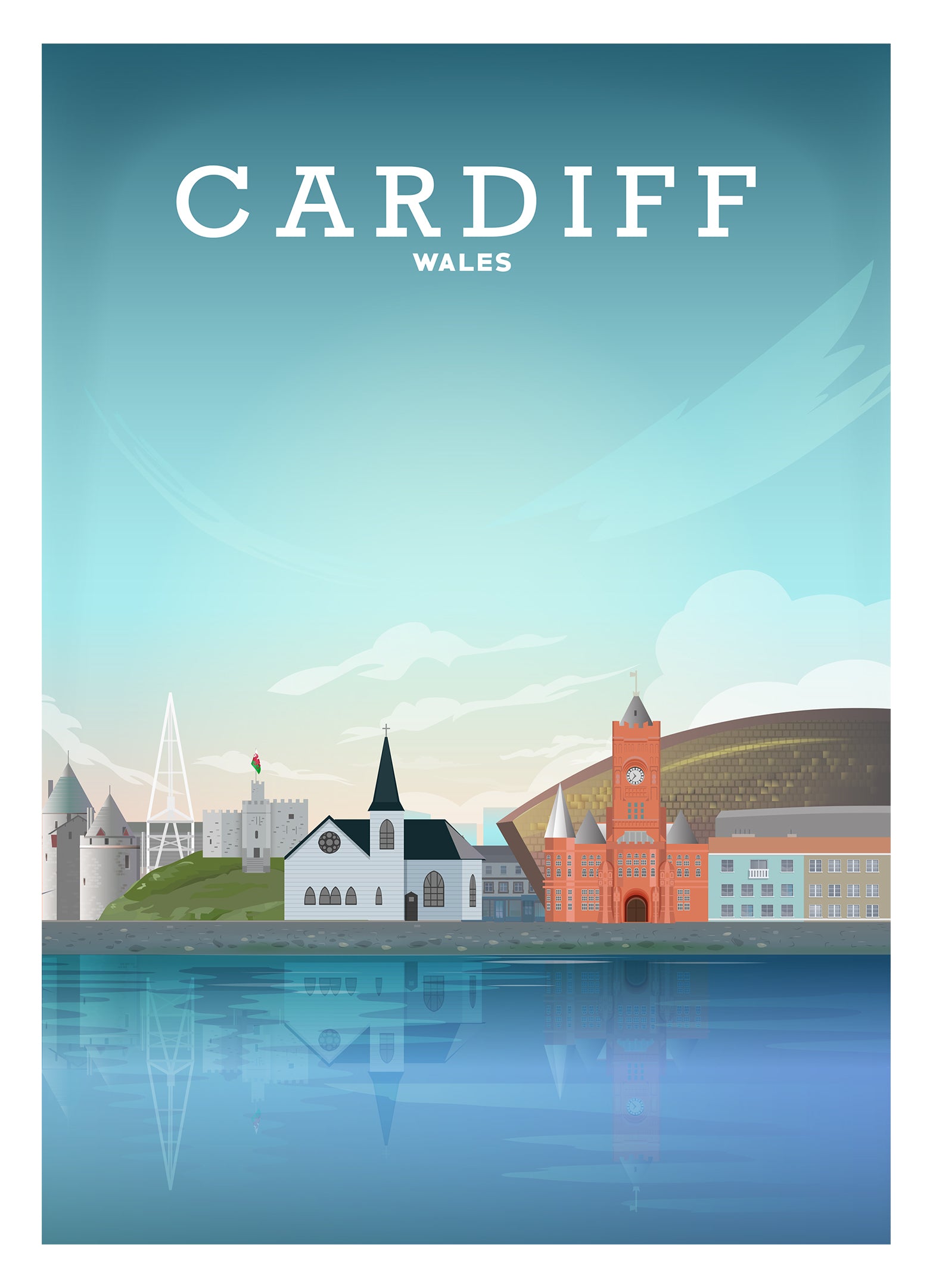Cardiff Print, Cardiff Wales Poster, Travel Poster, Wales Art – Hill ...