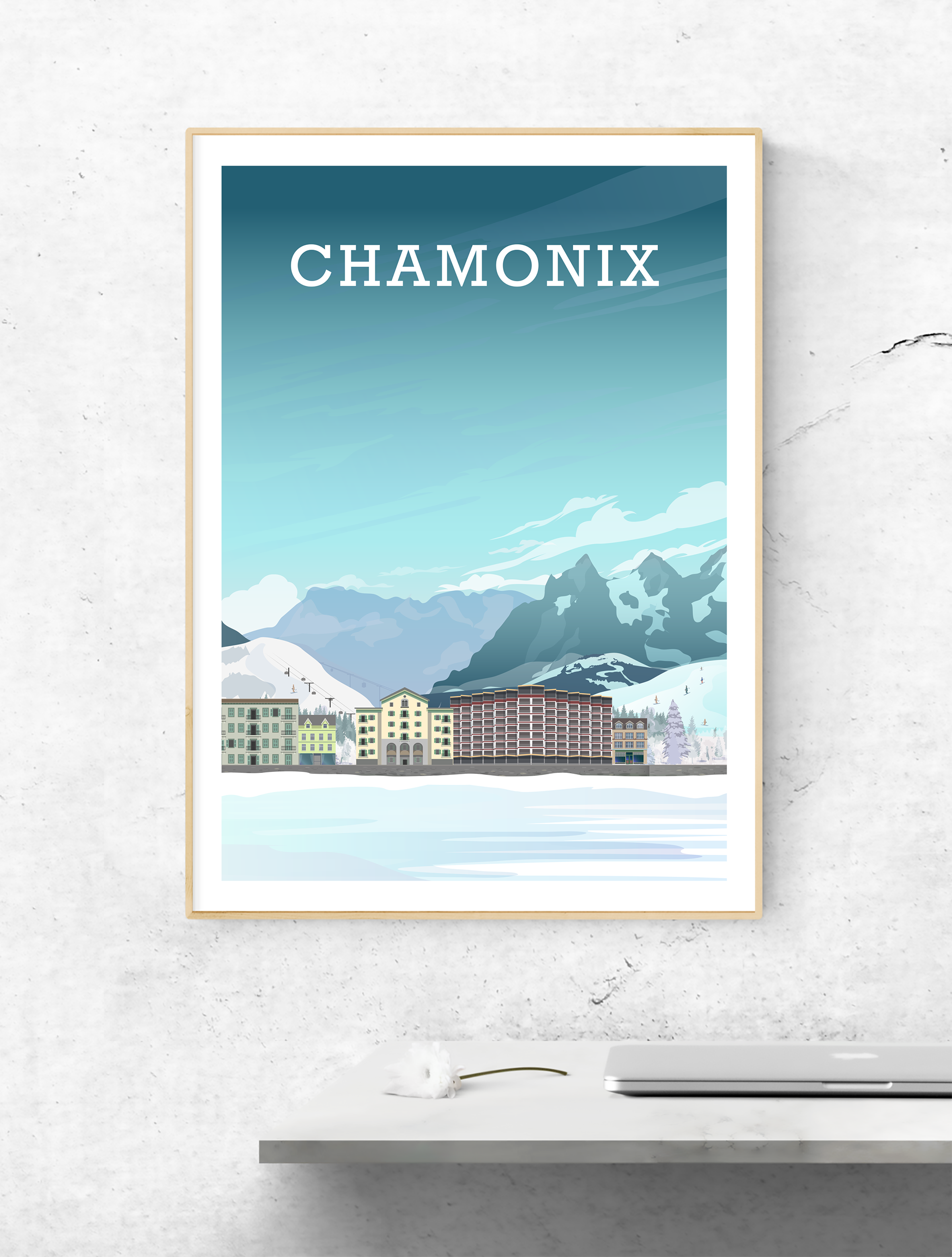 Chamonix Ski Poster, Mont Blanc, French Alps – Hill View Prints
