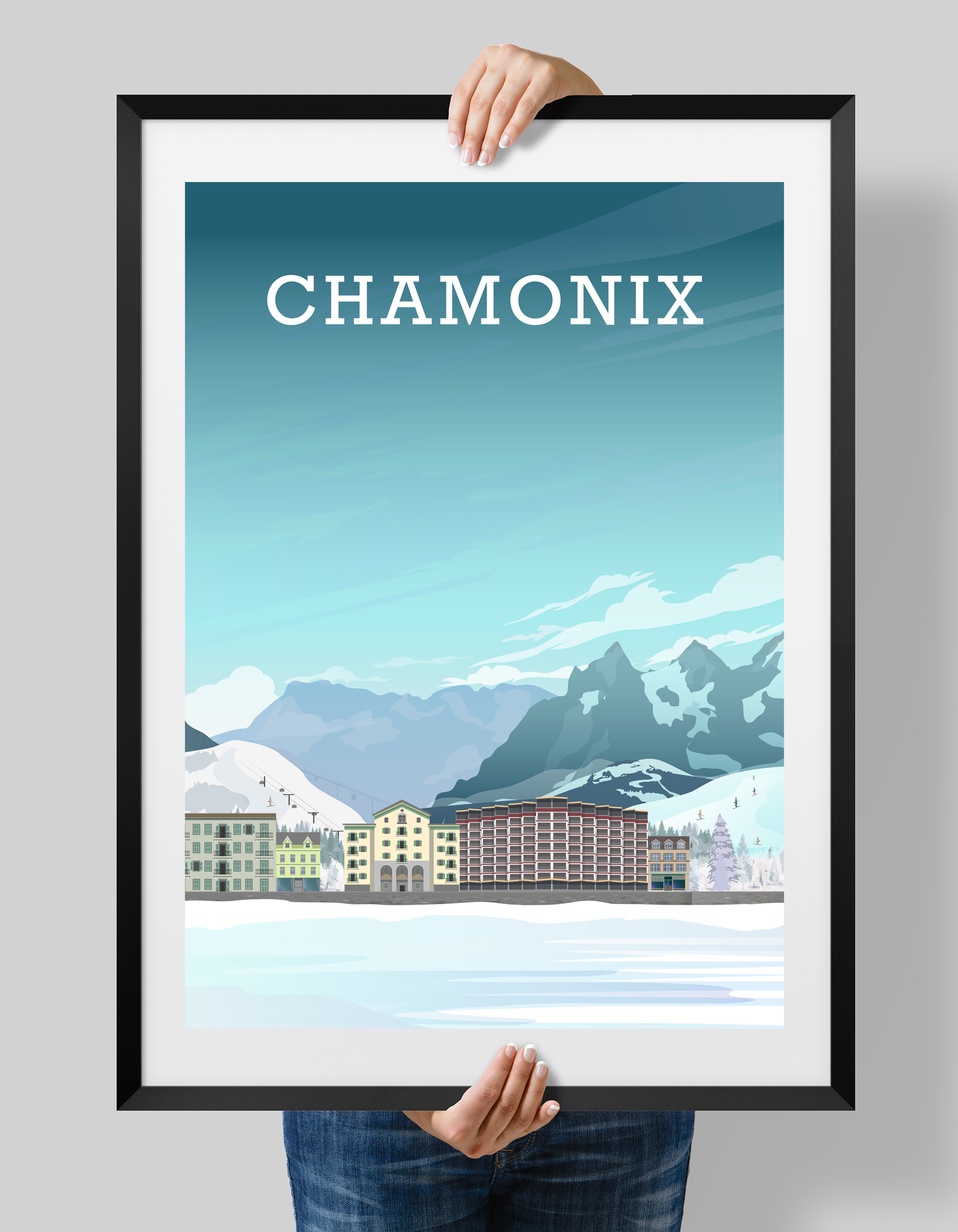 Chamonix Ski Poster, Mont Blanc, French Alps – Hill View Prints
