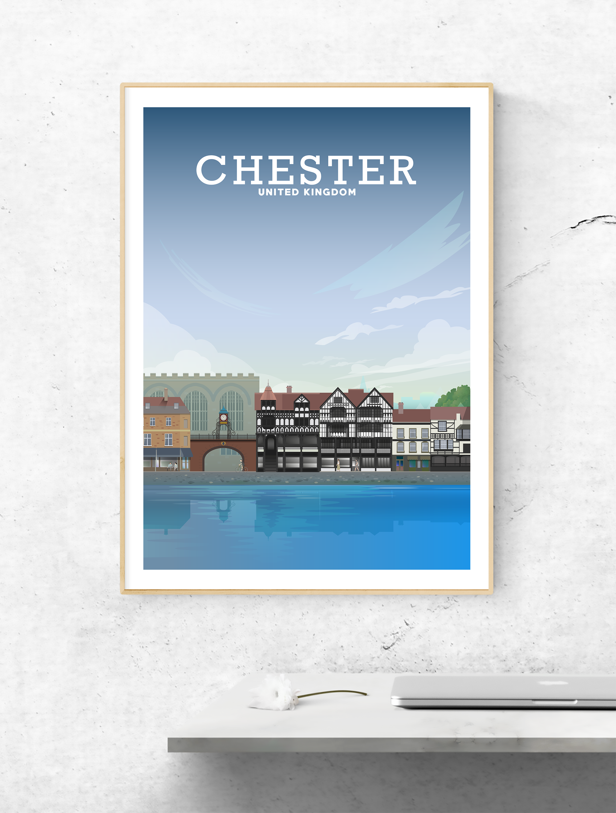 Chester England, Chester Print Cheshire Art – Hill View Prints