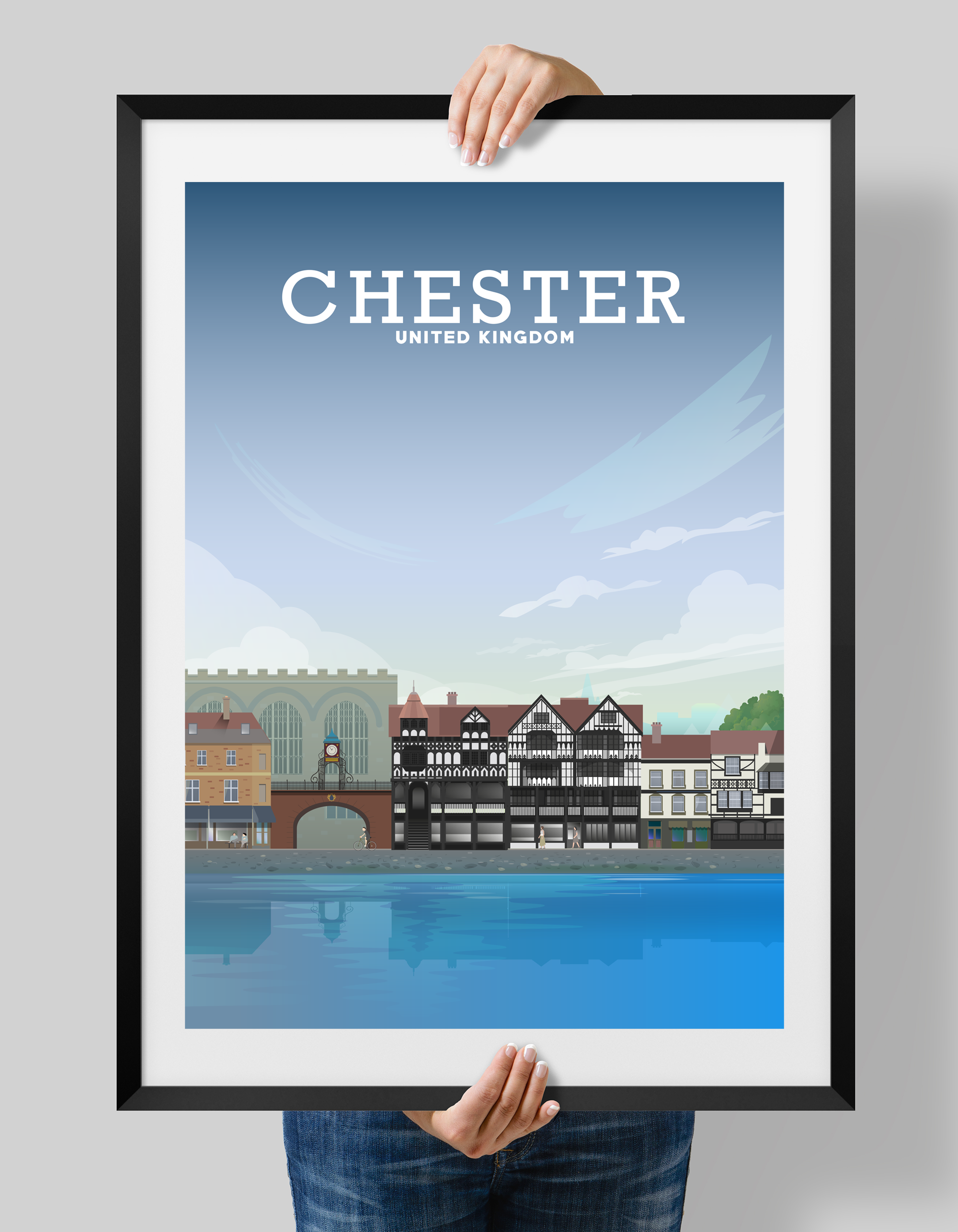 Chester England, Chester Print Cheshire Art – Hill View Prints