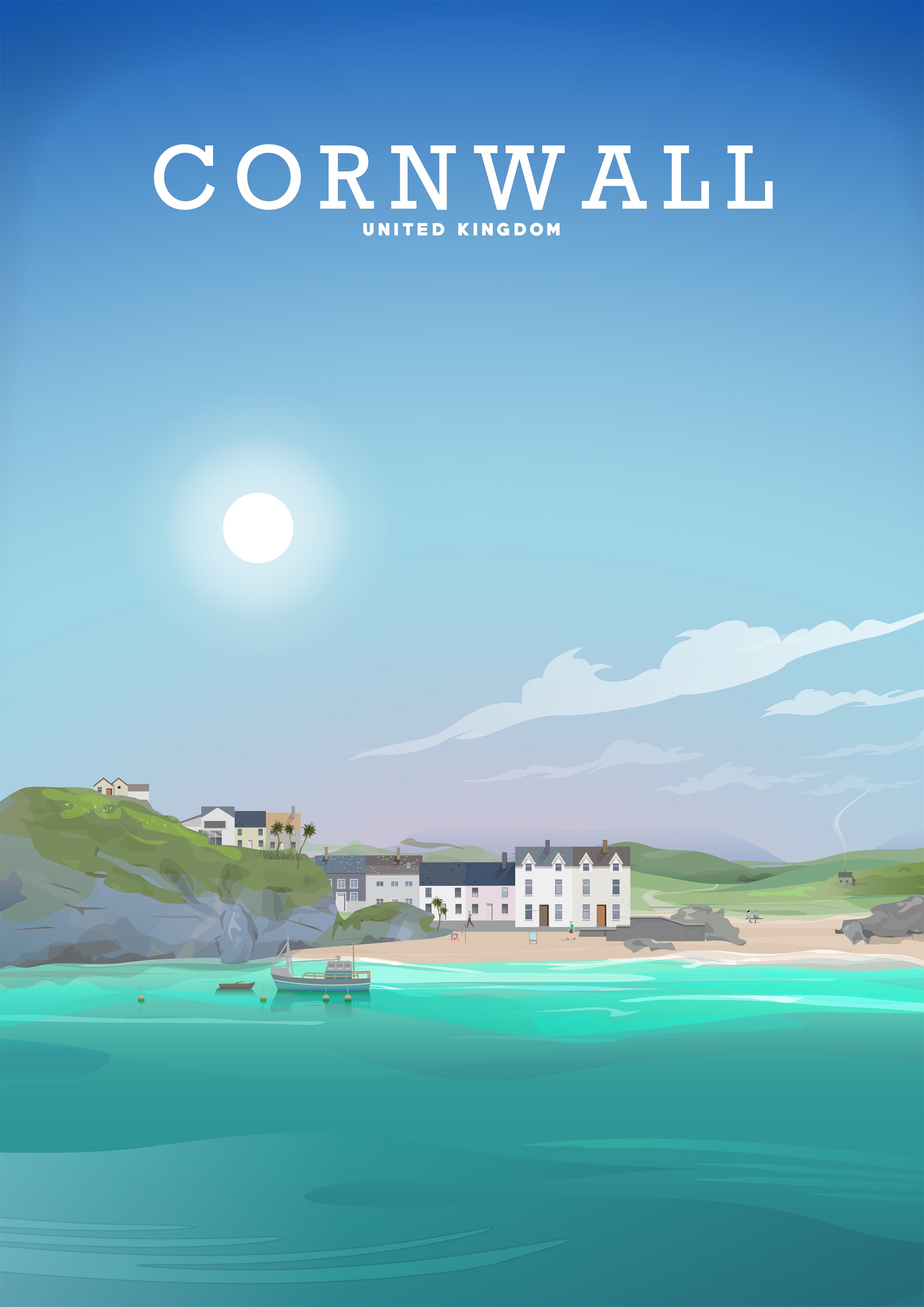 Cornwall Travel Poster, Cornwall Print, Cornwall Art – Hill View Prints