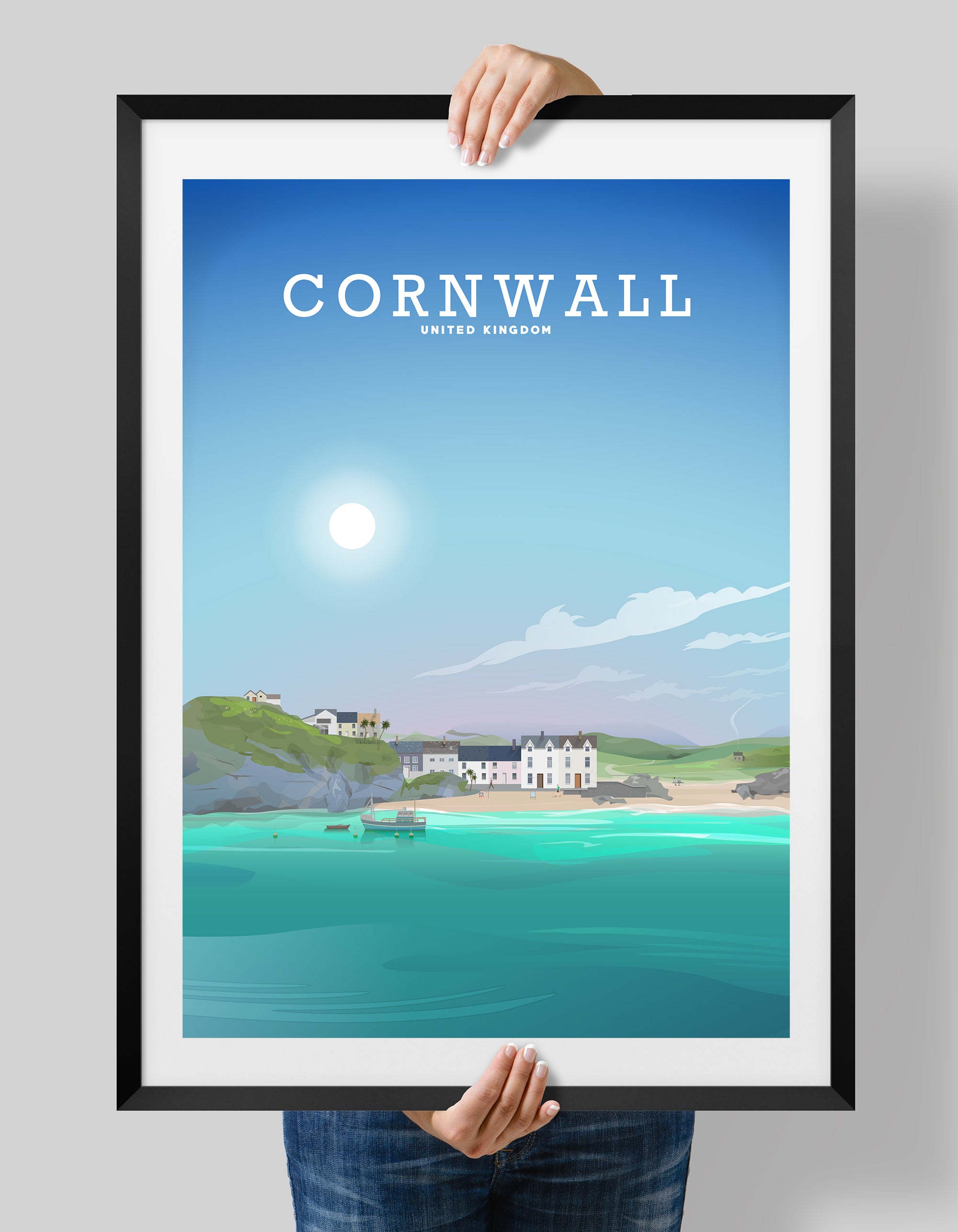 Cornwall Travel Poster, Cornwall Print, Cornwall Art – Hill View Prints
