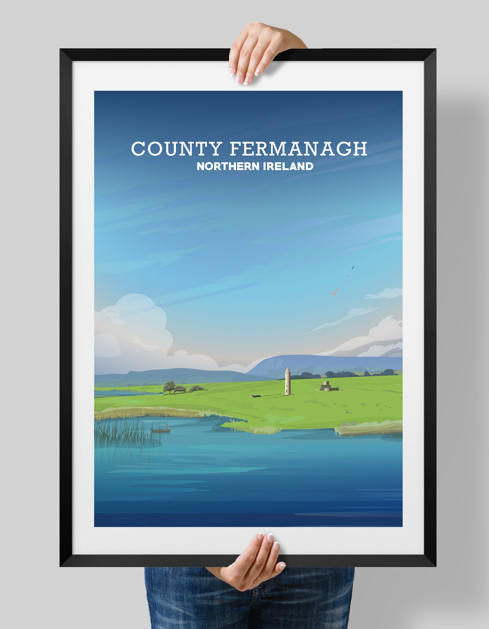 County Fermanagh Print, Lough Erne Poster, Northern Ireland Art – Hill ...