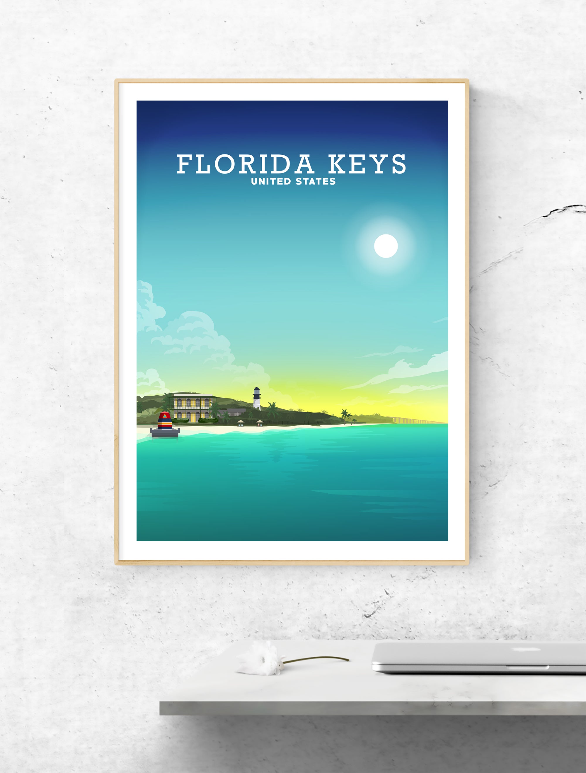 Florida Keys Print, Key West Poster, Florida USA – Hill View Prints