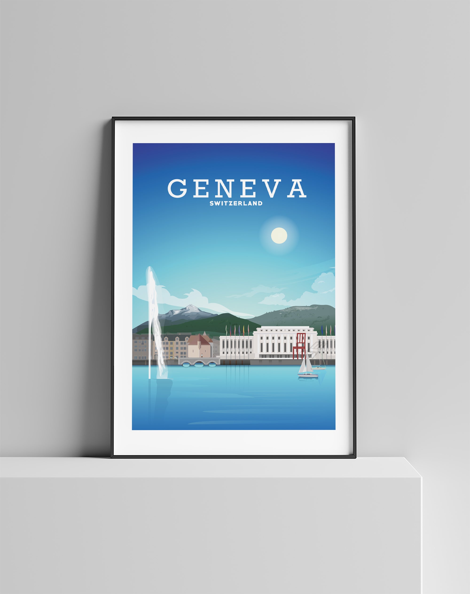 Geneva Switzerland Print, Swiss Poster – Hill View Prints