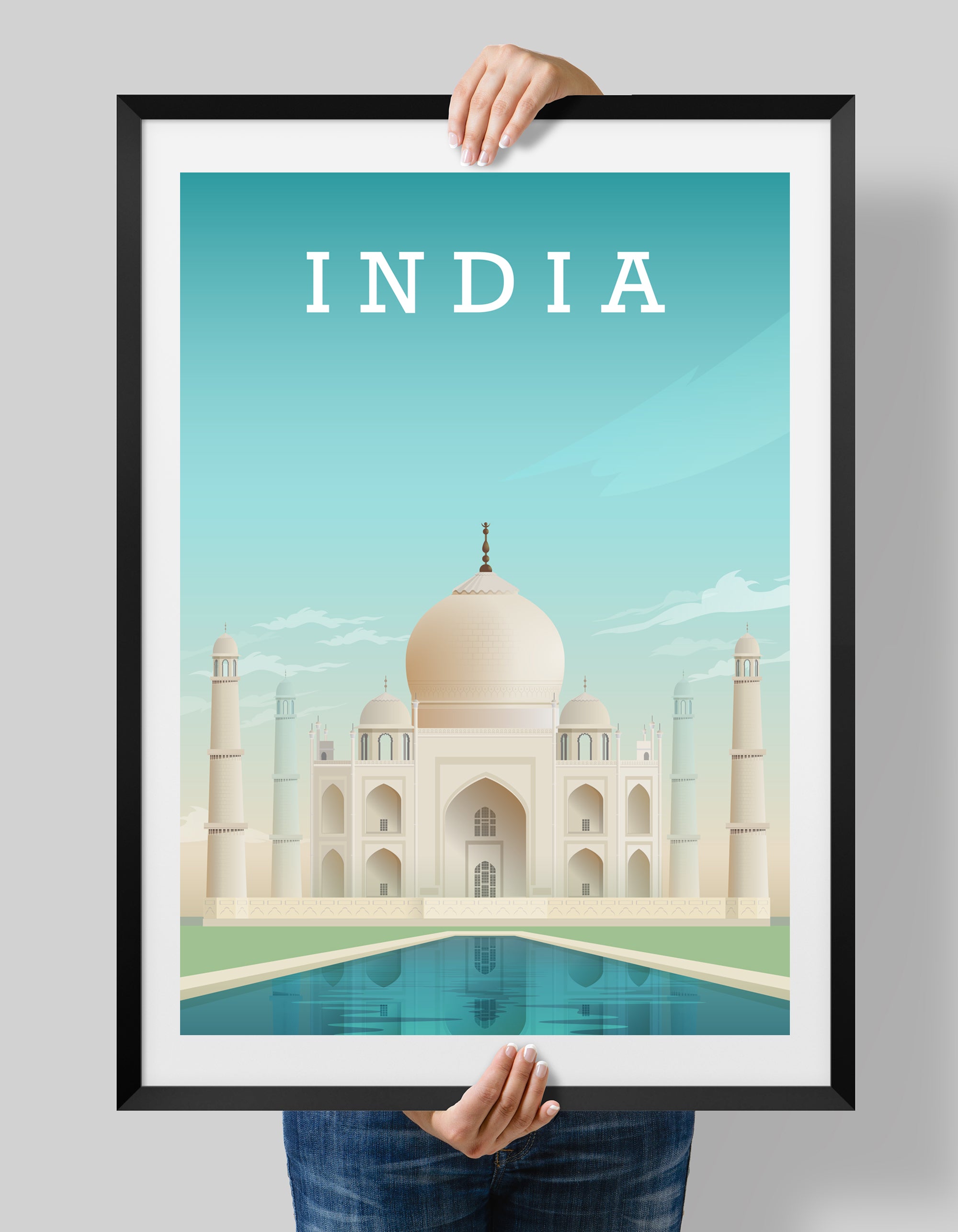 Taj Mahal Print, India Poster, Asia Travel Art – Hill View Prints
