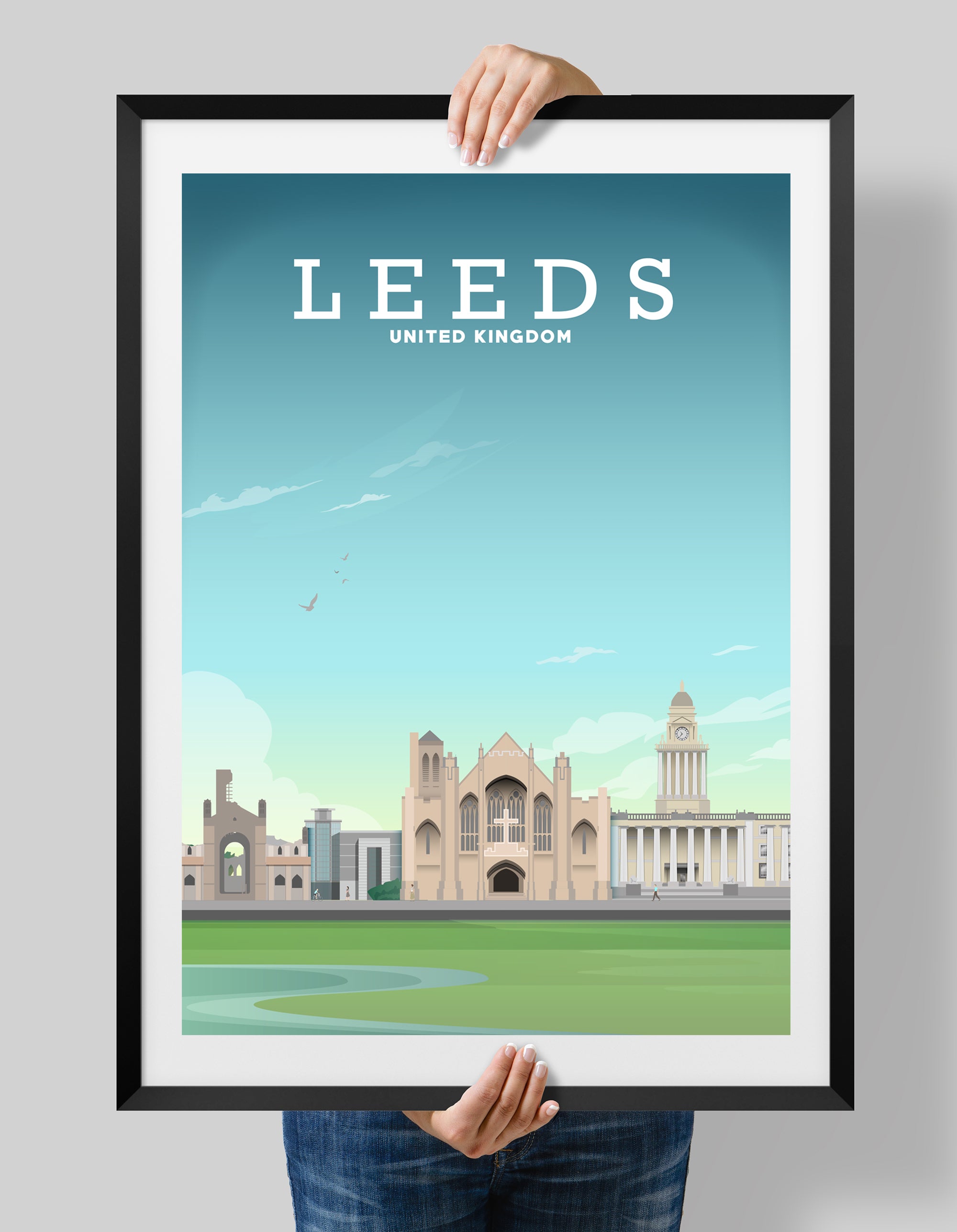 Leeds Print, Leeds Poster, Leeds England – Hill View Prints