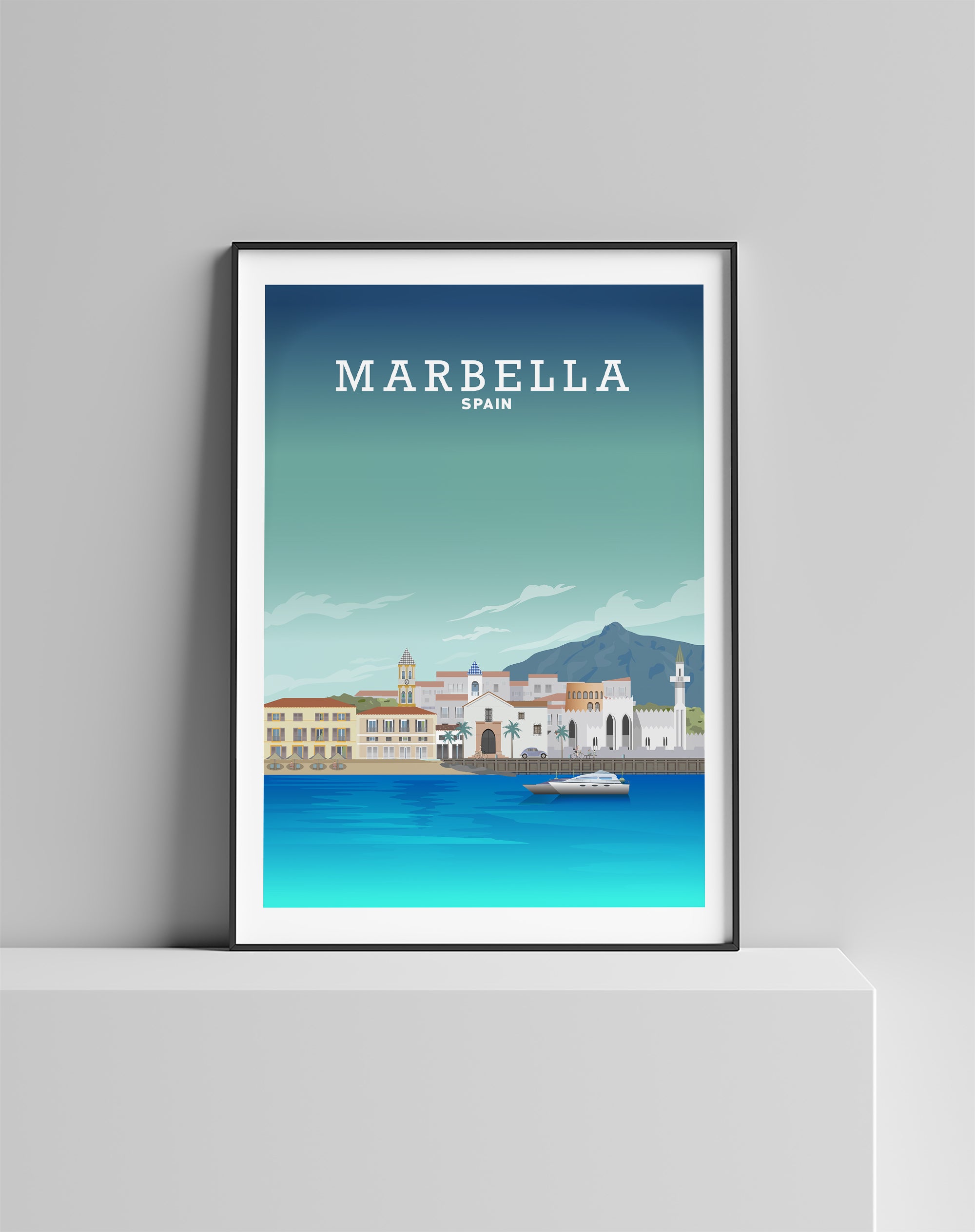 Marbella Print, Marbella Poster, Spanish Travel Poster – Hill View Prints