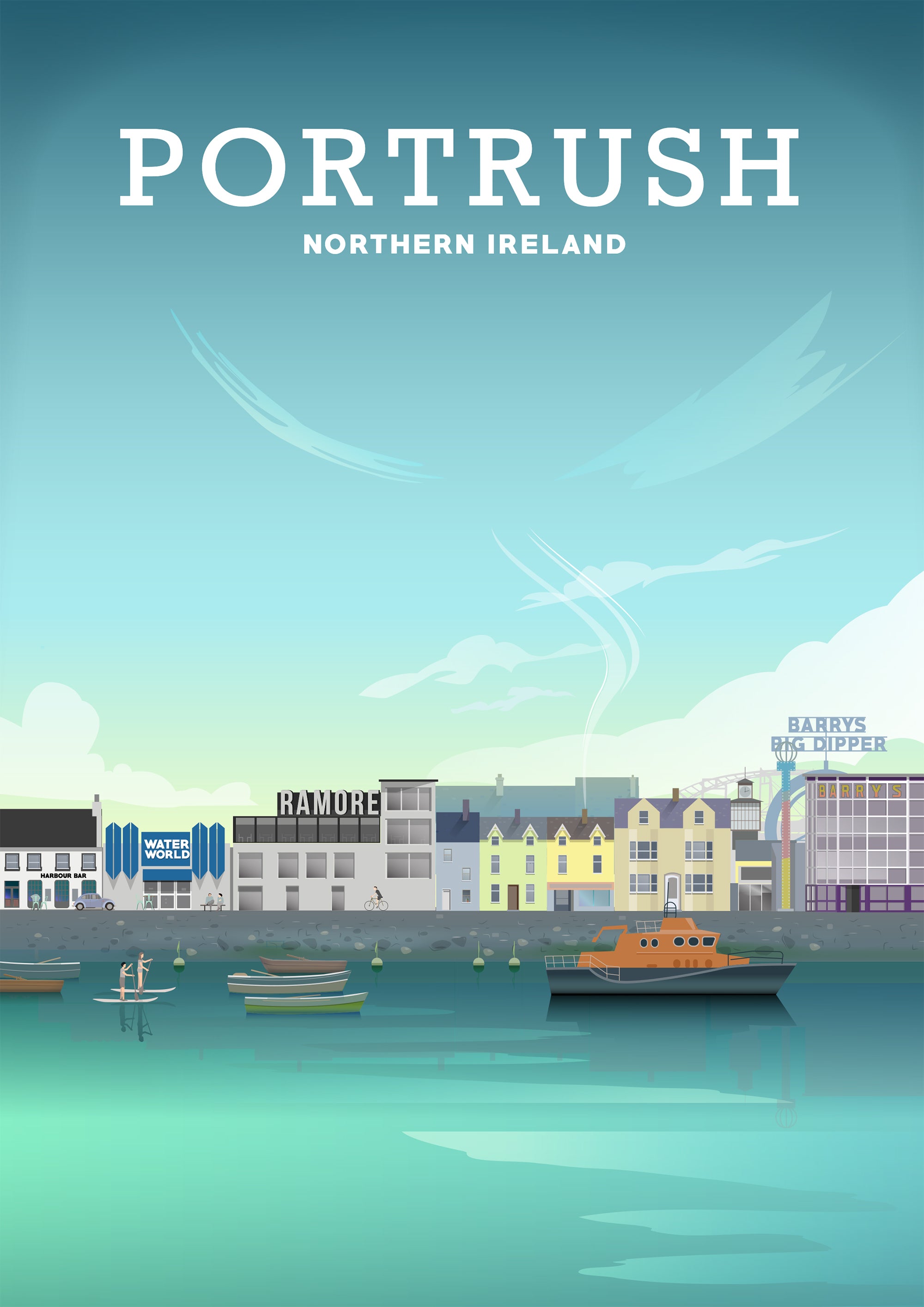 Limited Edition Travel Print: Portrush, Northern Ireland – Hill View Prints