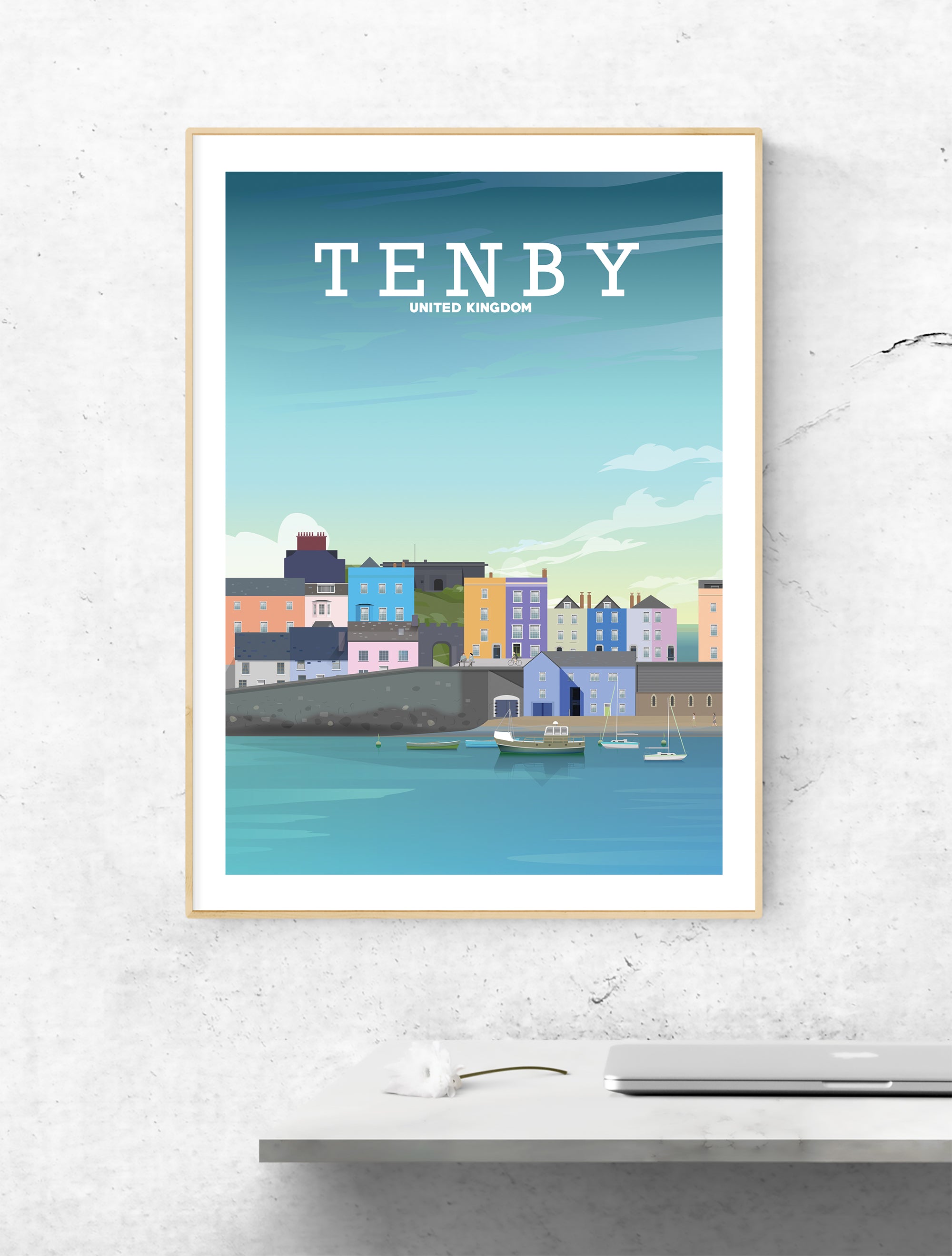 Tenby Print, Pembrokeshire Poster, Tenby Harbour – Hill View Prints