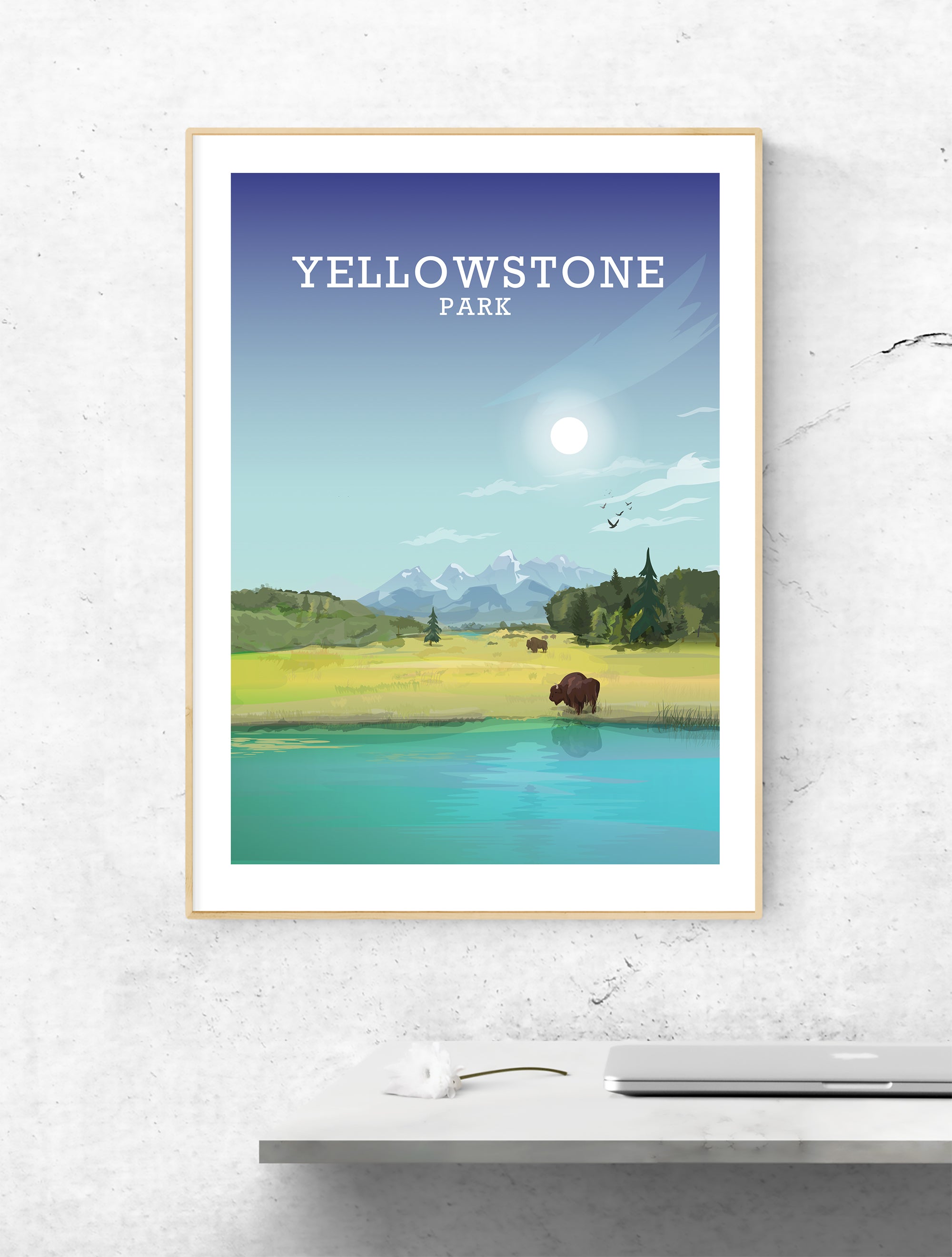 Yellowstone National Park Print, Yellowstone Poster – Hill View Prints