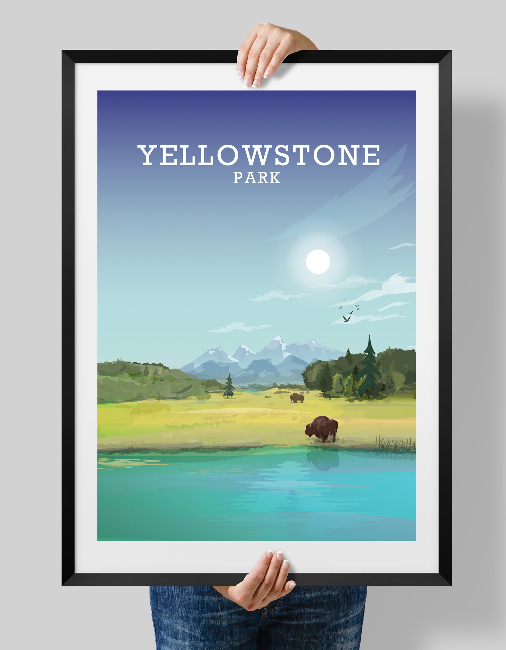 Yellowstone National Park Print, Yellowstone Poster – Hill View Prints